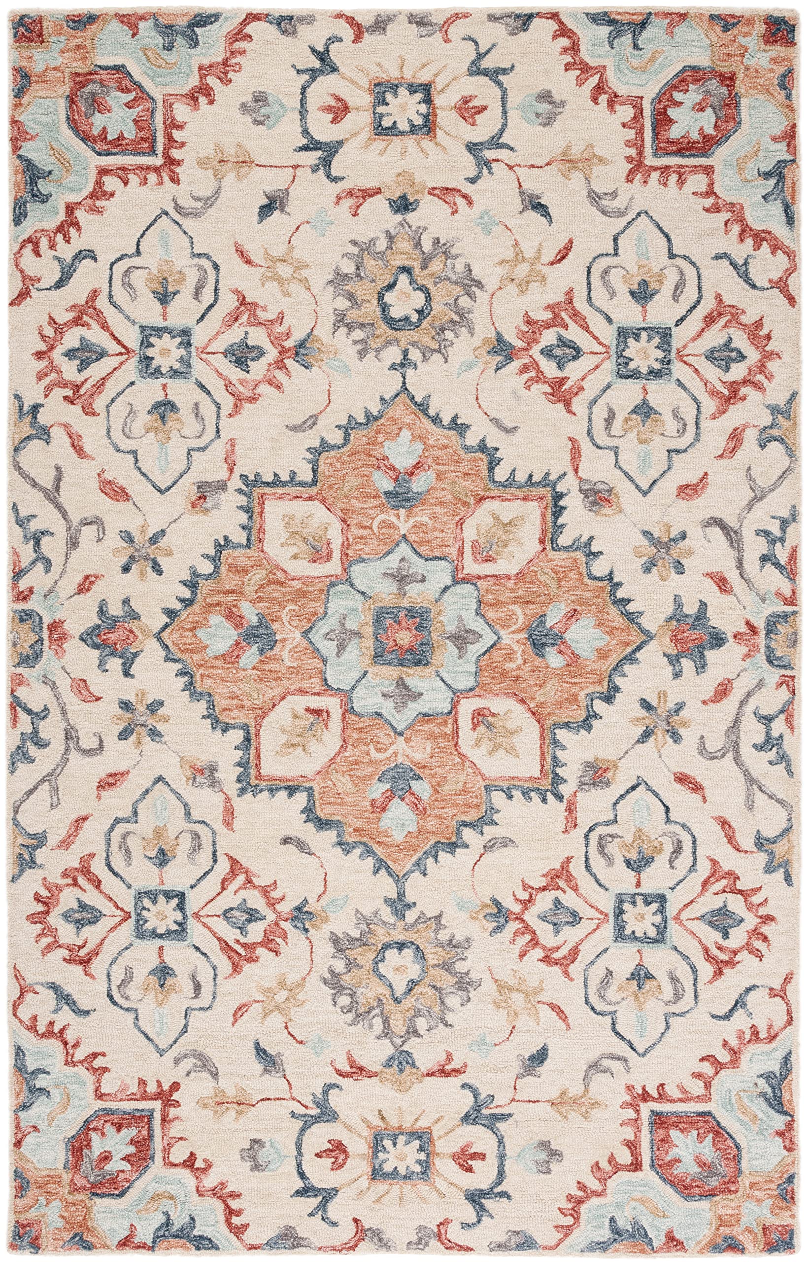 SAFAVIEH Metro Collection Accent Rug - 3' x 5', Beige & Rust, Handmade Wool, Ideal for High Traffic Areas in Entryway, Living Room, Bedroom (MET354B)