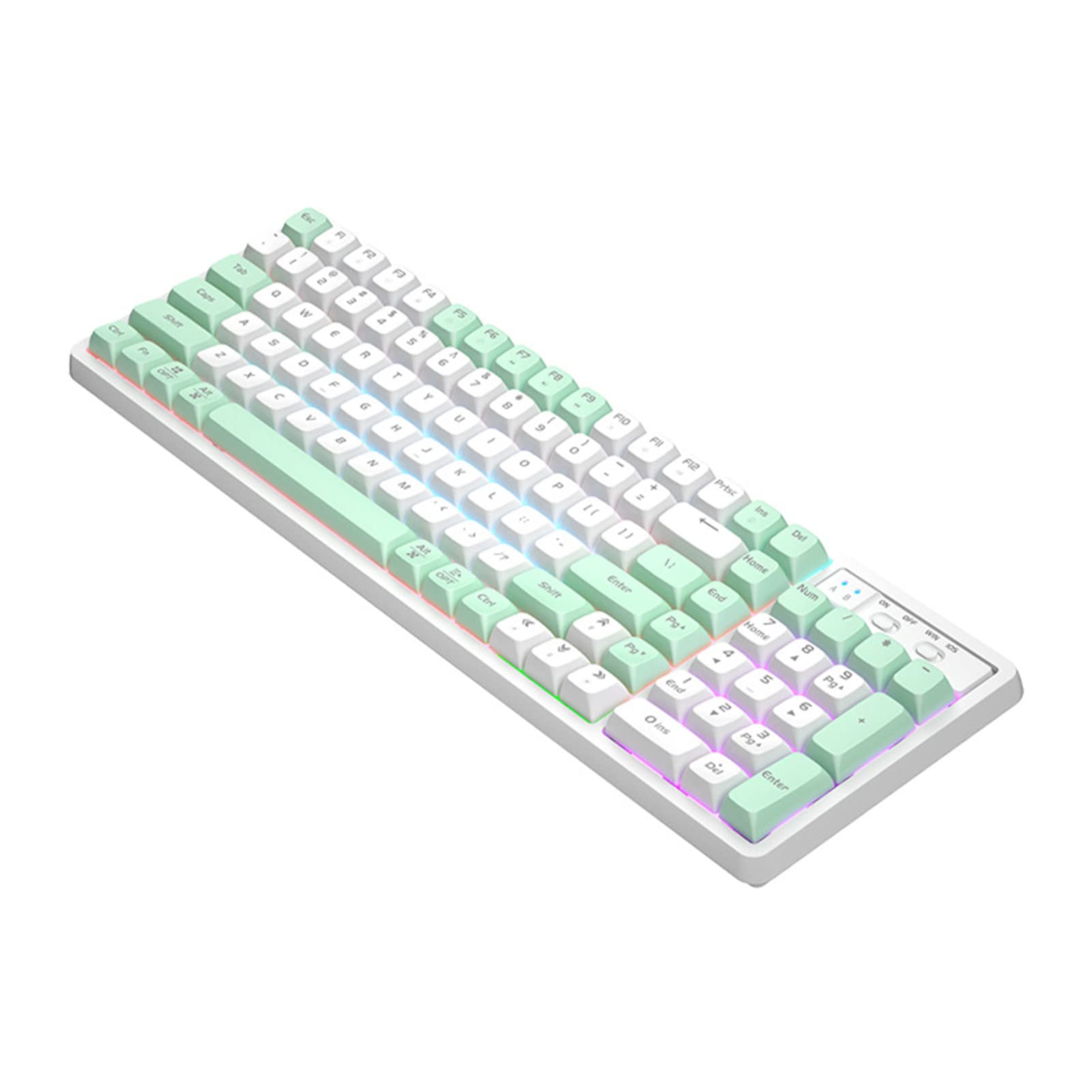 LGBN Matcha Green Mechanical Keyboard, Red Switches 102 Keys RGB Backlight Wired Hot Swap Gaming Keyboard