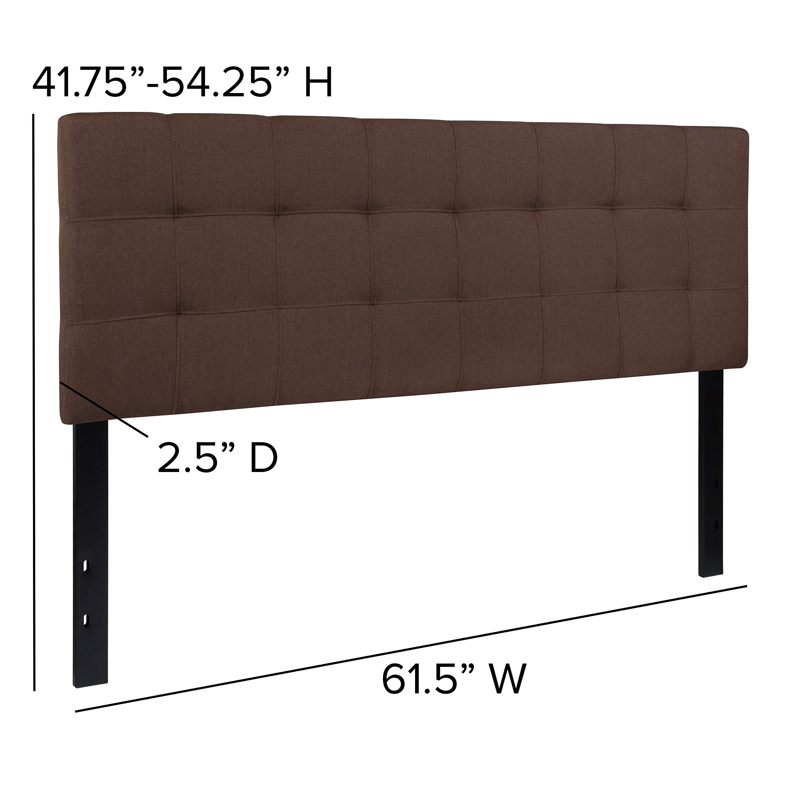 EMMA + OLIVER Quilted Tufted Upholstered Queen Size Headboard in Beige Fabric