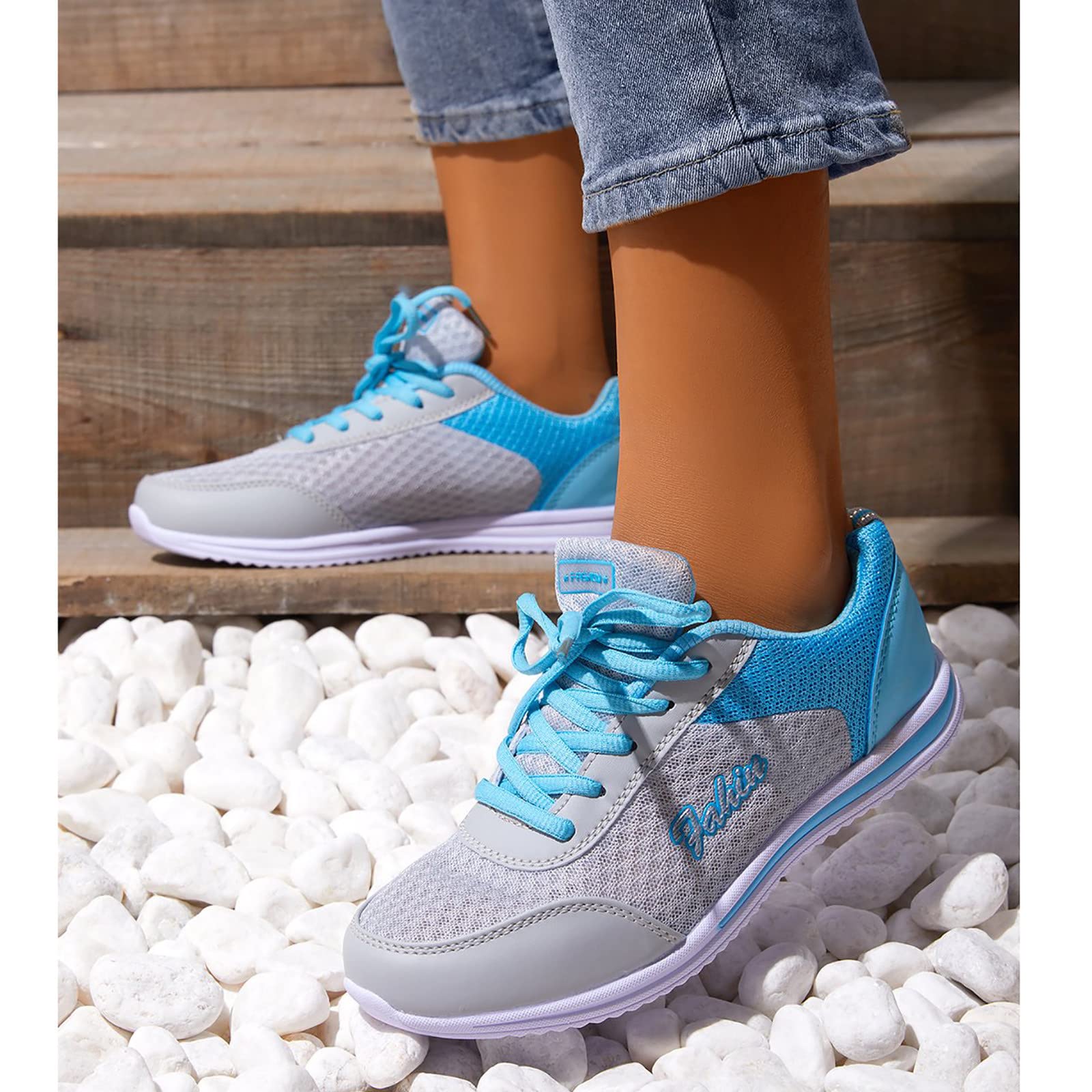 for Women's Breathable On Slip Casual Fashion Mesh Shoes Women's Womens Sneaker Roller Skates Sky Blue