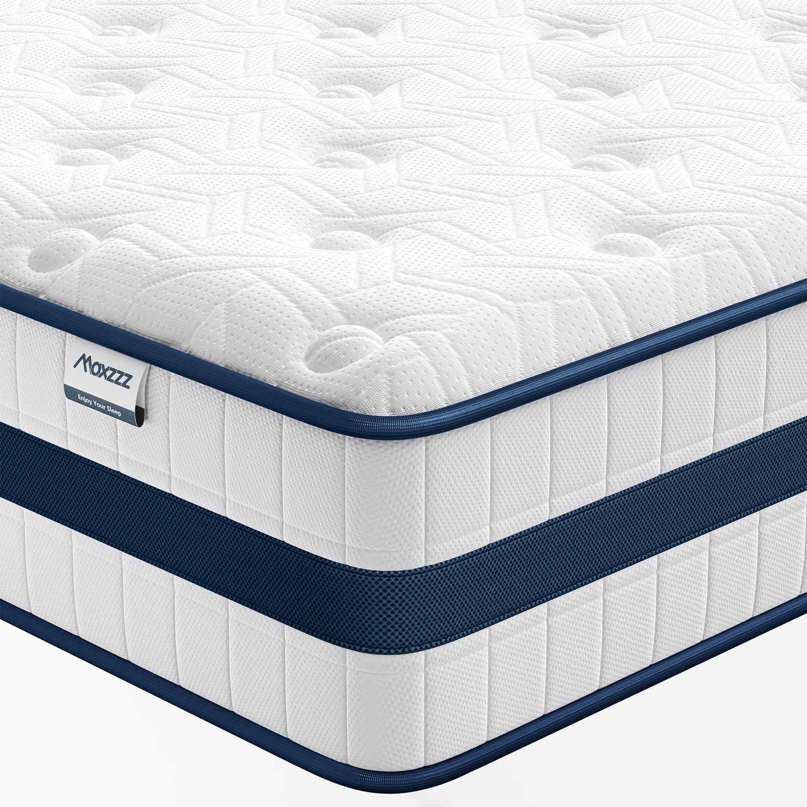 Maxzzz Queen Mattress, 10 Inch Queen Hybrid Mattress in A Box Pressure Relief & Supportive, with Gel Memory Foam & Individually Pocket Coils for Motion Isolation Cool Sleep, Medium Firm Feel