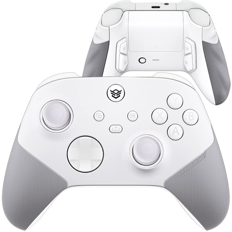 HEXGAMING Ultra X Wireless Controller for Xbox Series X & S, for Xbox One, and for Windows 7/8/10-4 Remappable Back Buttons - Adjustable Triggers - Interchangeable Thumbsticks - 6 Profiles - White