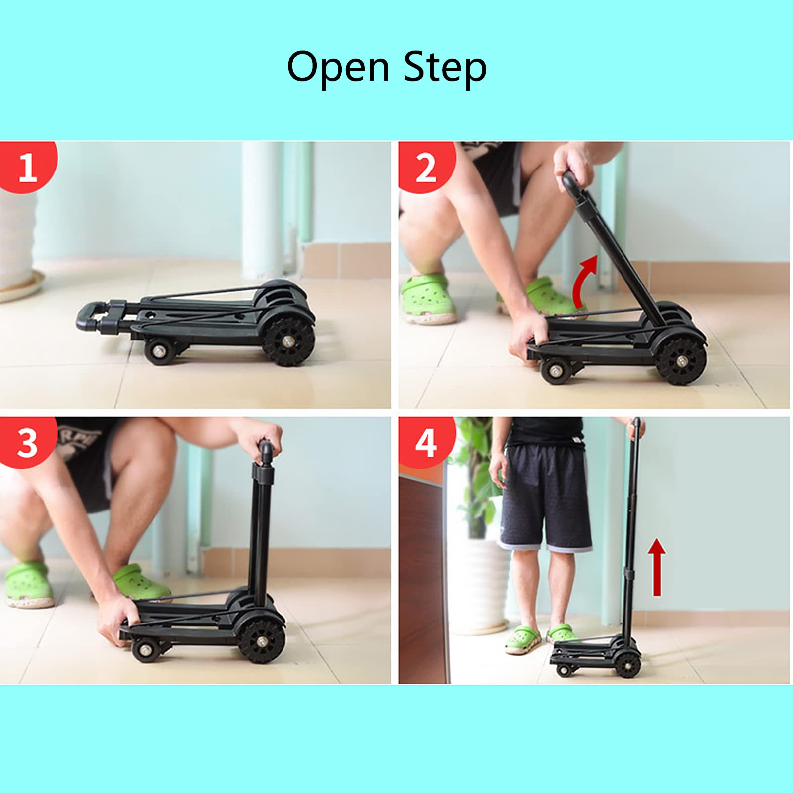Folding Hand Truck with 2-Wheels Dolly Cart Adjustable Handle for Moving, Travel,Office Use