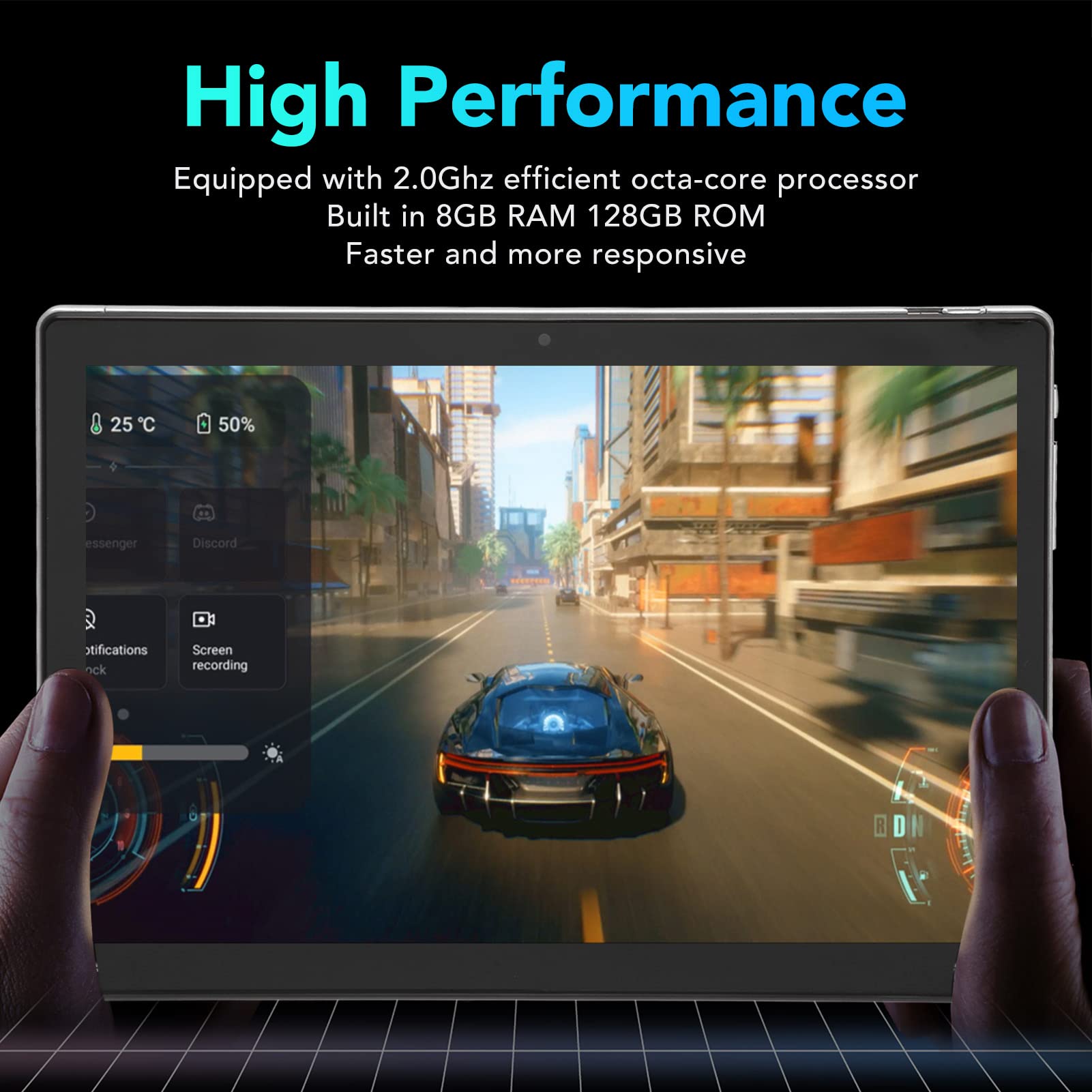 Dpofirs Tablet 10 inch Tablet PC, Dual SIM Dual Standby Business Tablet, Octa Core 8GB RAM 128GB ROM, 5G WiFi Dual Camera, 8800mAh HD Tablet with BT Keyboard (Silver)