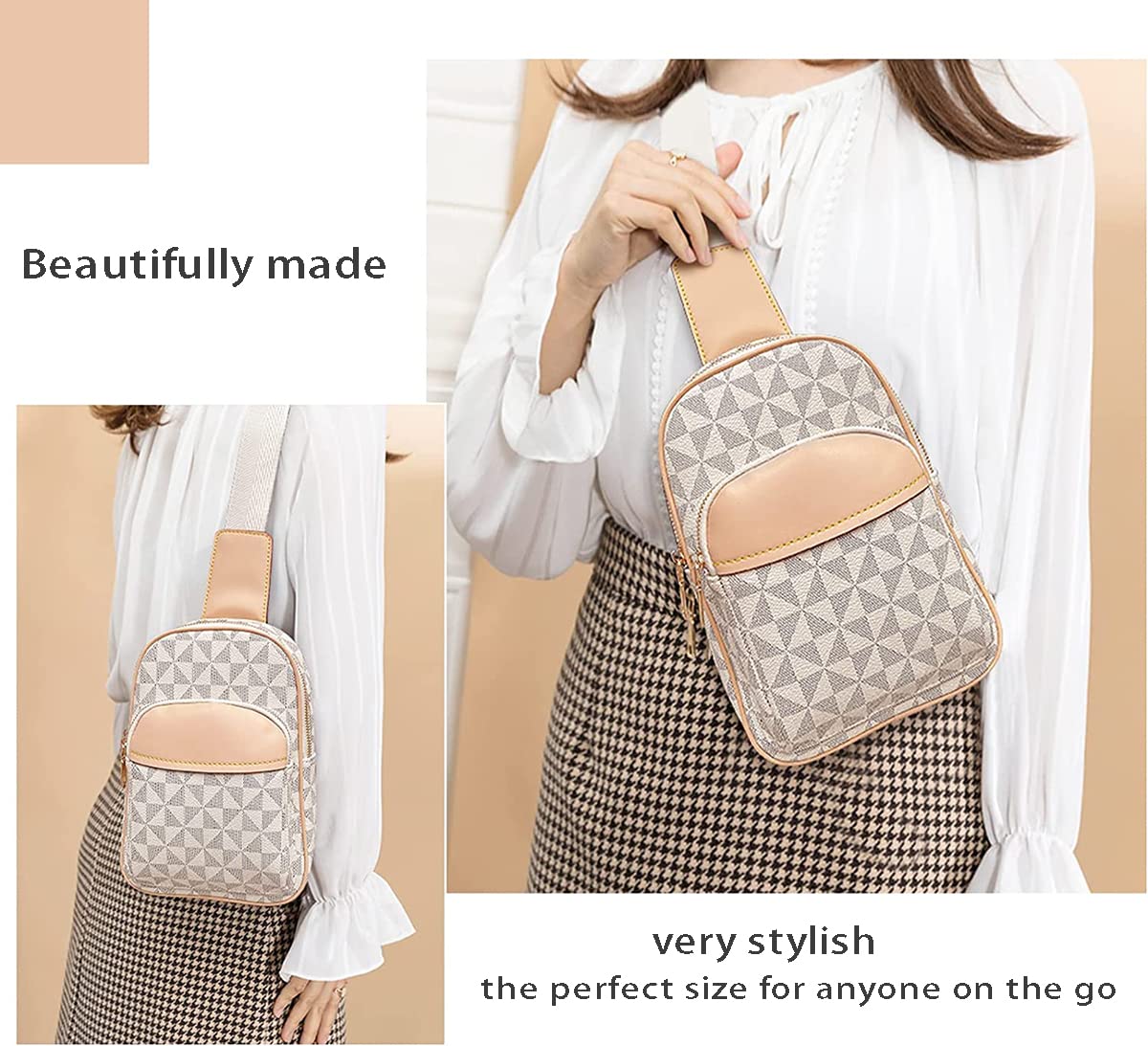 Fanny Pack Crossbody Bags, Sling Bag for Women Checkered Small Belt Chest Bum Bag for women Designer