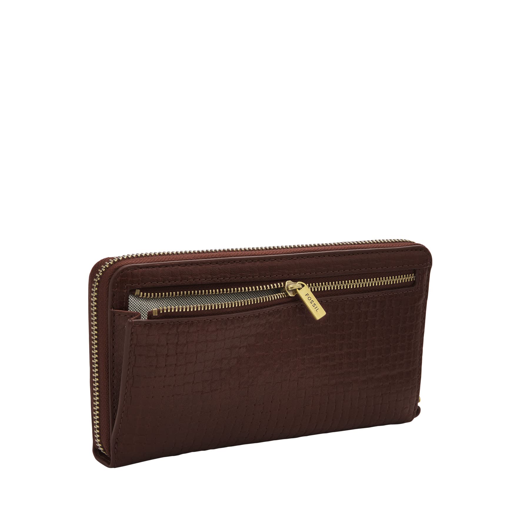 Fossil Women's Liza Leather Zip Around Clutch Wallet With Retractable Wristlet Strap