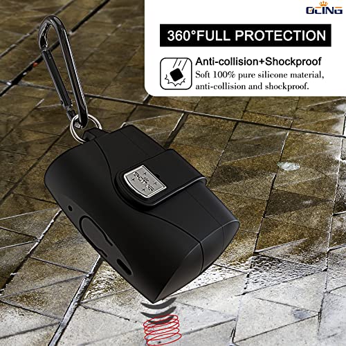 OCING 6 in One Airpods Pro 2 Case with Secure Lock, Full Body Protective Case Compatible with Airpod Pro 2nd / 1st Generation(2022/2019), Supports Wireless Charging (Black)