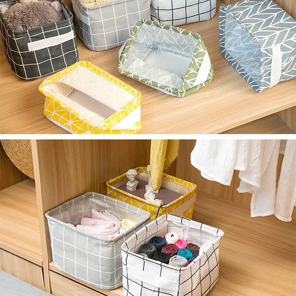Oaixuilhy Foldable Storage Basket Set of 6 Collapsible Canvas Containers Fabric Shelf Bins with Handle Waterproof for Desk Storage Home Decor Sundries (G)