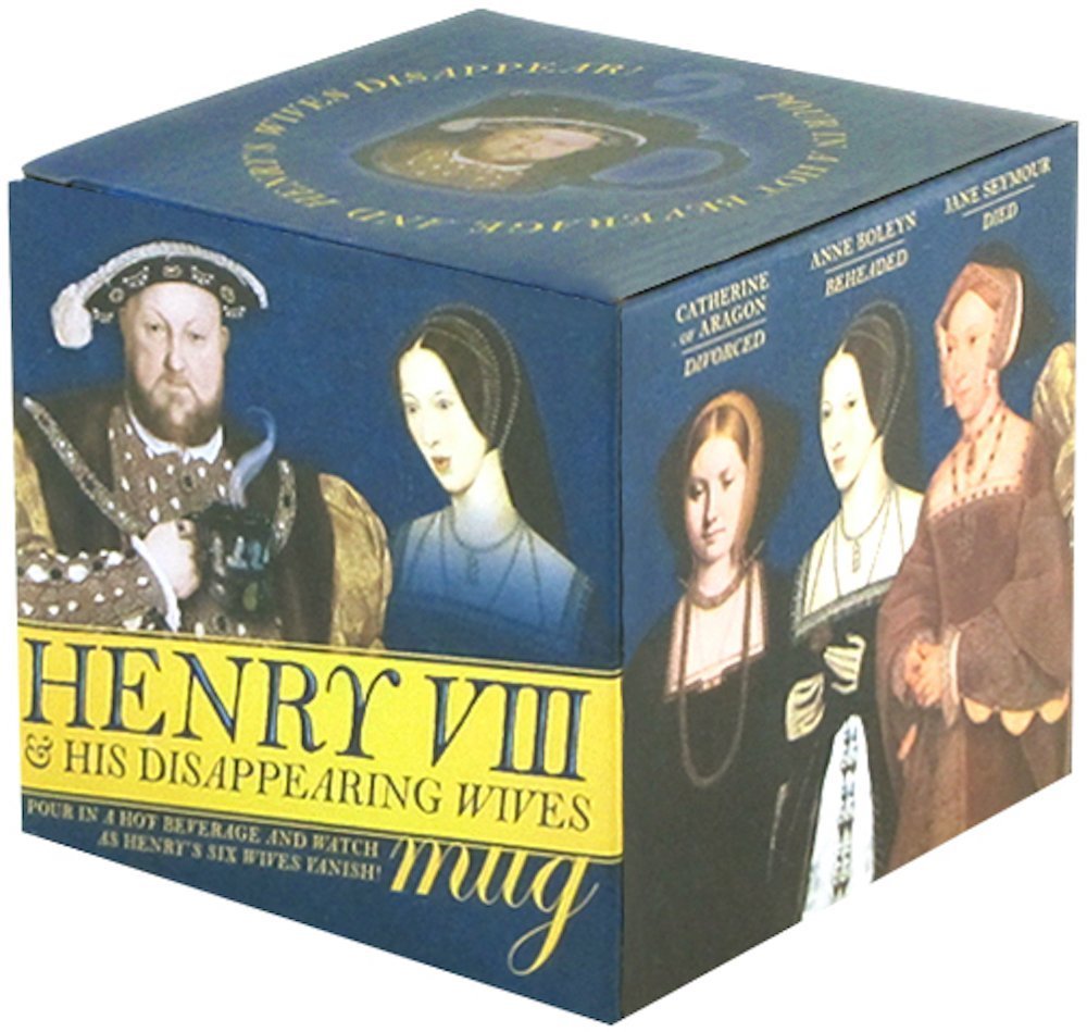 Henry VIII Disappearing Coffee Mug - Add Hot Water and Watch Henry's Wives Disappear - Comes in a Fun Gift Box - by The Unemployed Philosophers Guild, 10Fl oz