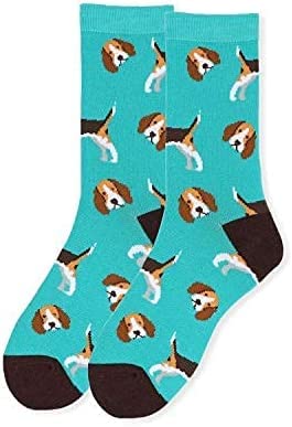 Forest & Twelfth Women’s Crew Cut Socks, Animal Themes, Fun and Unique Graphic Socks, One Size Fits Most (Beagle Turquoise)