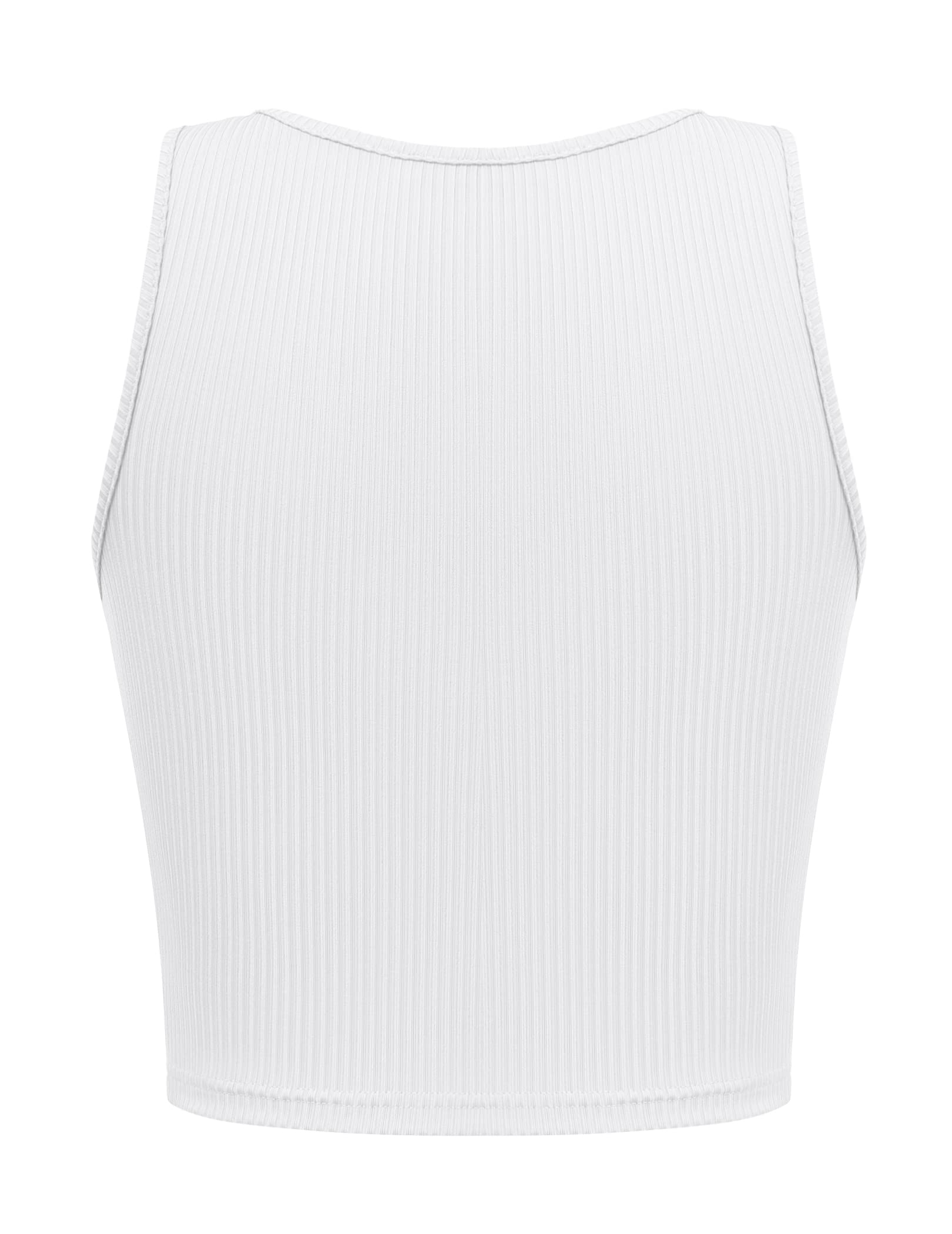 Ekouaer Women's Crop Tank Tops V Neck Workout Slim Fitted Crop Top White