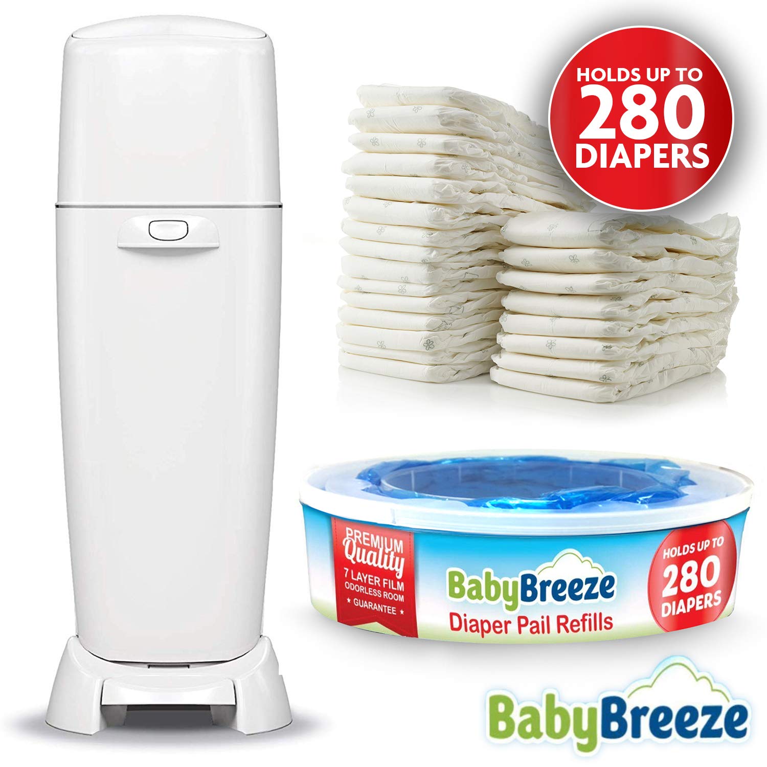 Diaper Pail Refill Bags Compatible with Playtex Diaper Genie Diaper Disposal System - 560 Count (2 Pack) – by BabyBreeze