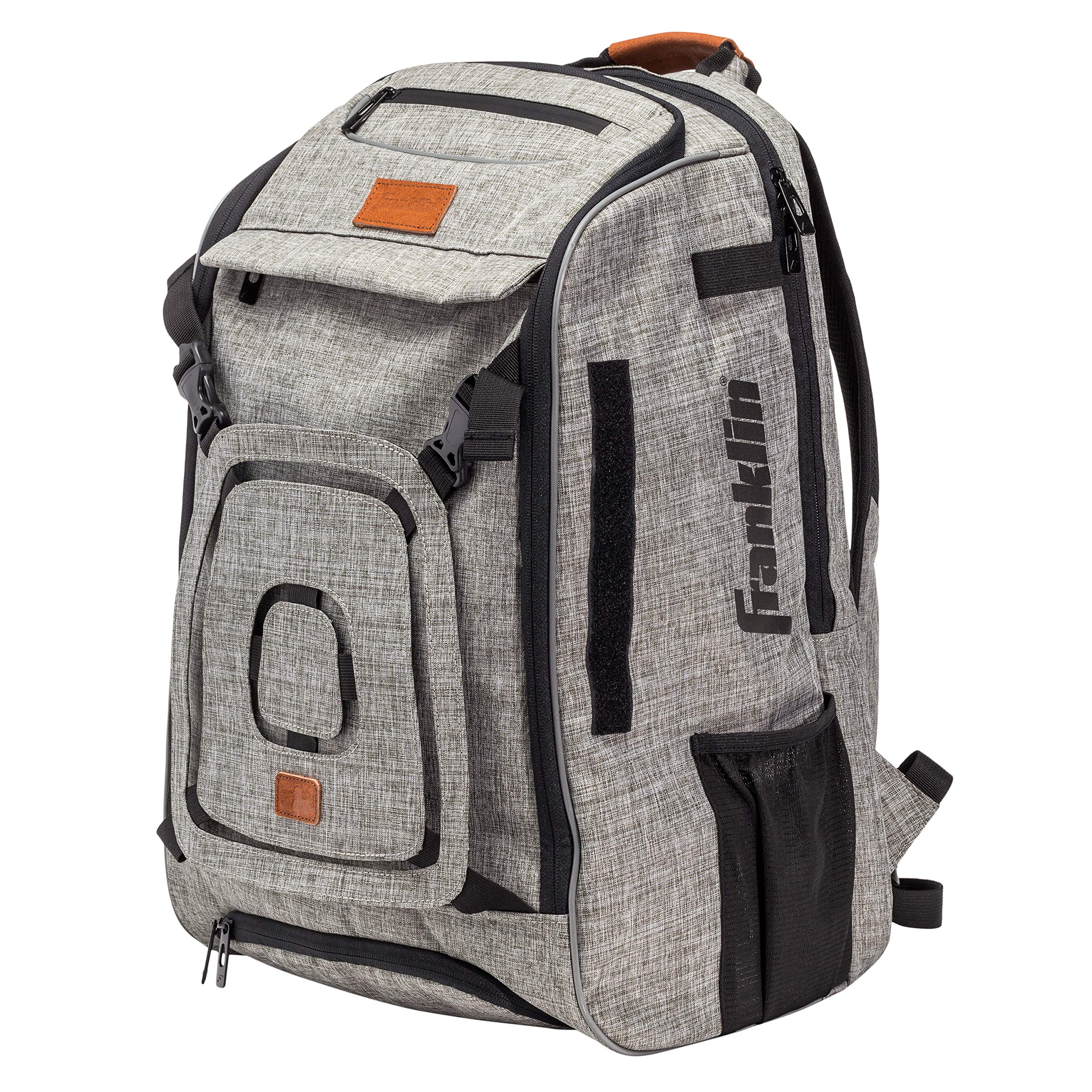 Franklin Sports MLB Traveler Plus Baseball Backpack + Baseball Bag or Softball Backpack + Stores Batting Glove, Helmet, Cleats and More - Grey