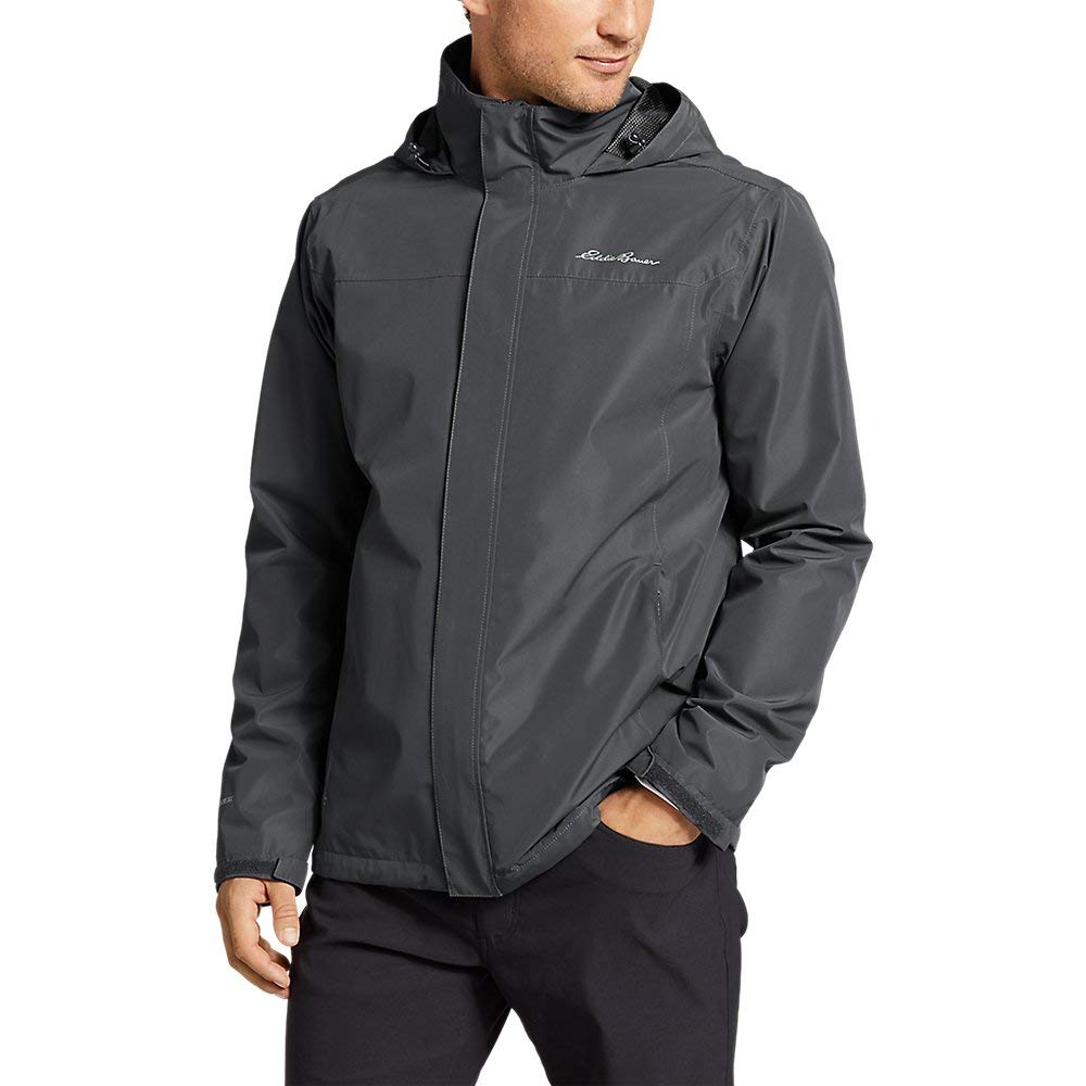 Eddie Bauer Men's Rainfoil Packable Jacket, Waterproof, Dark Smoke, Medium