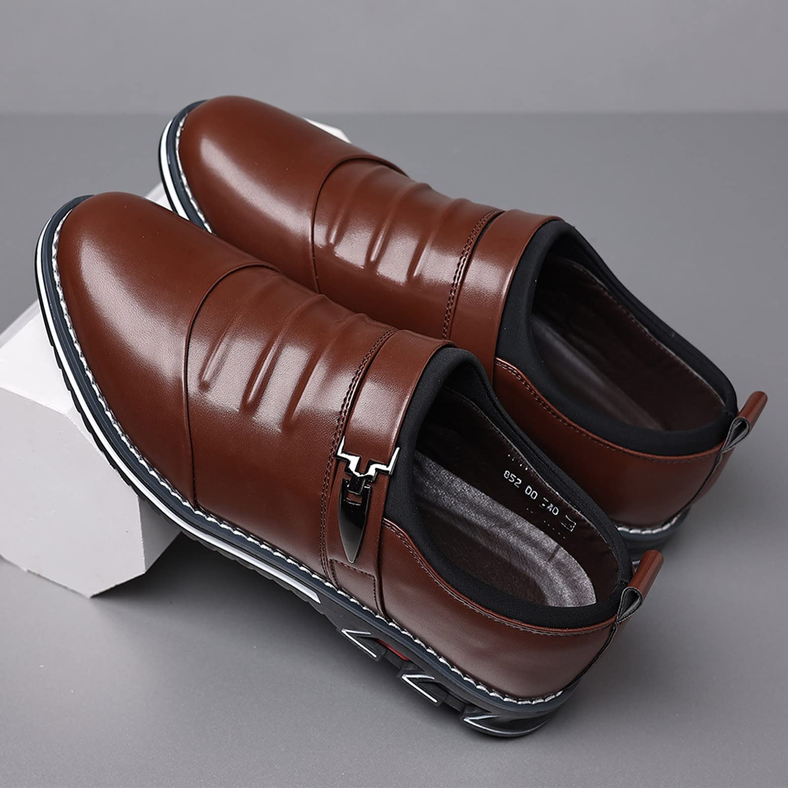 FASDNENDYS Fashion Style Men's Breathable Comfortable Business Lace Up Leisure Solid Color Leather Shoes Leather Boots Men Casual Brown