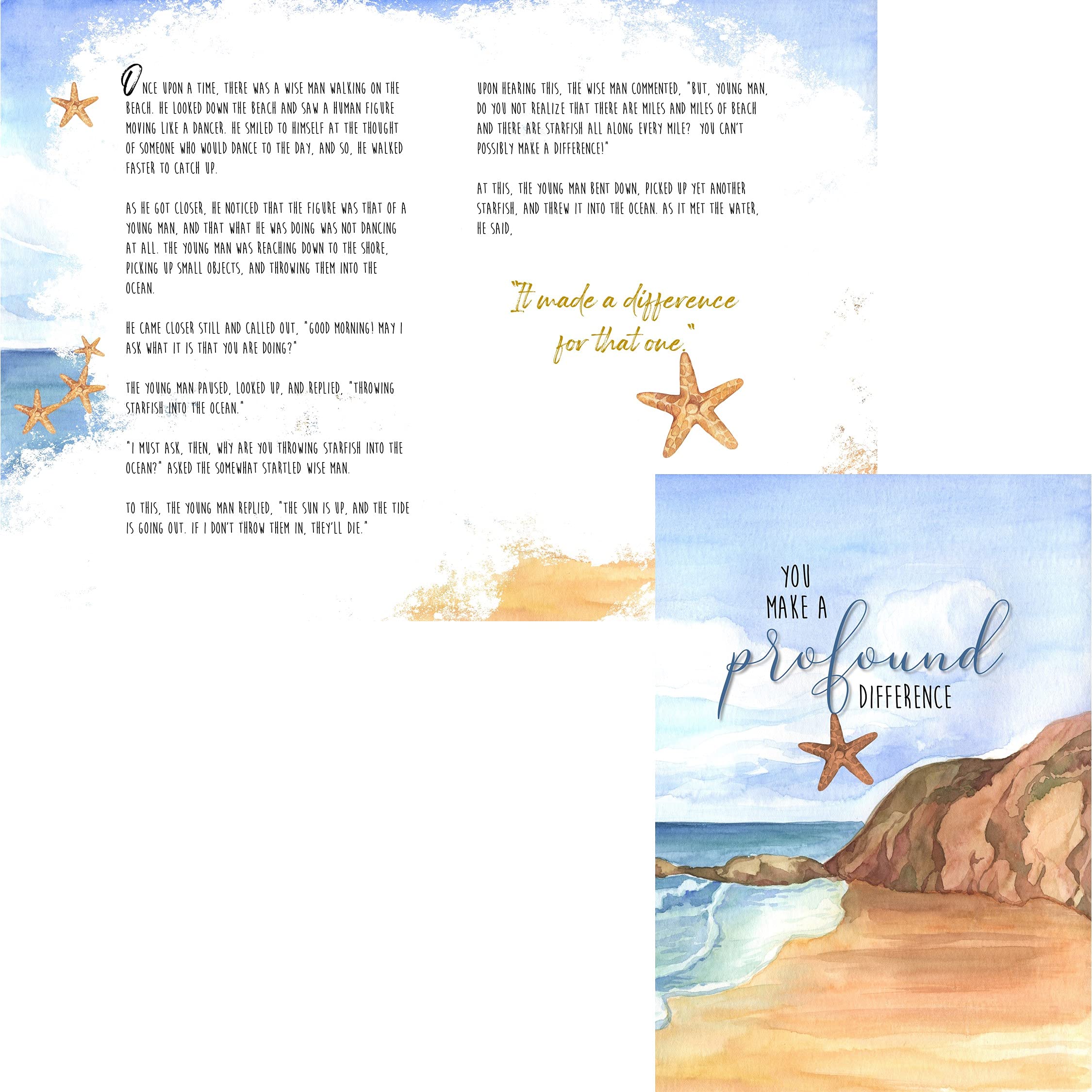 Smiling Wisdom - Bulk 10 Gift Sets - The Starfish Story - You Make a Profound Difference Employee Appreciation Greeting Card and Bronze Charm Keepsakes (10 Charms)