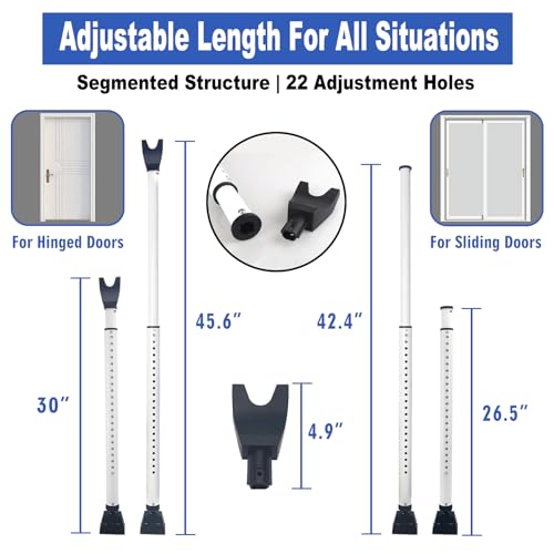 Door Stoppers Security,Doors Security Bar Stooper Devices,Robust Non-Slip Grip, Fixed to The Floor, Upper Adjustable Door Stick for hinged and Sliding Doors (White, Pack of 1)