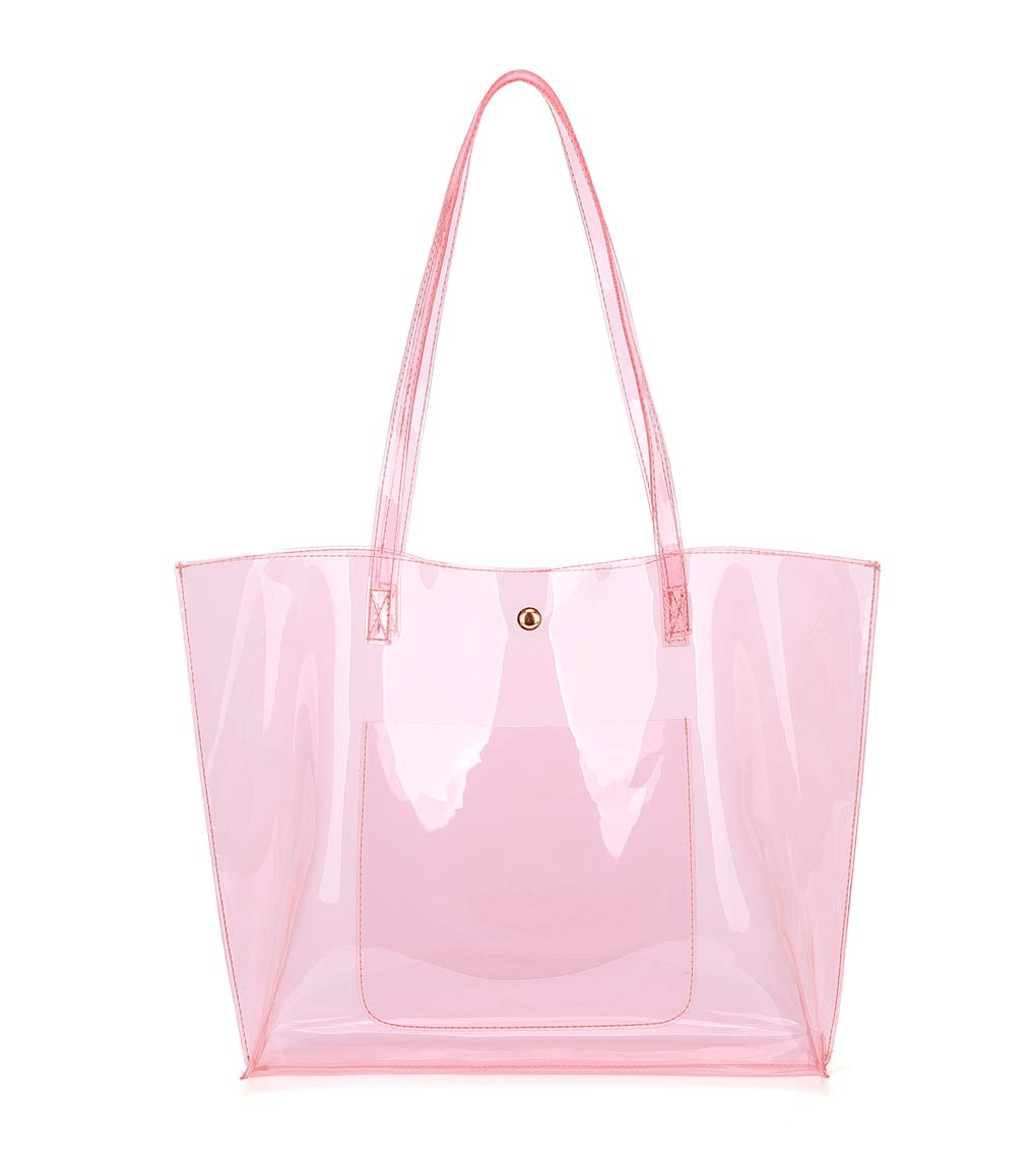 Dreubea Women's Clear PVC Tote Bag Shoulder Handbag from, Big Capacity Purse