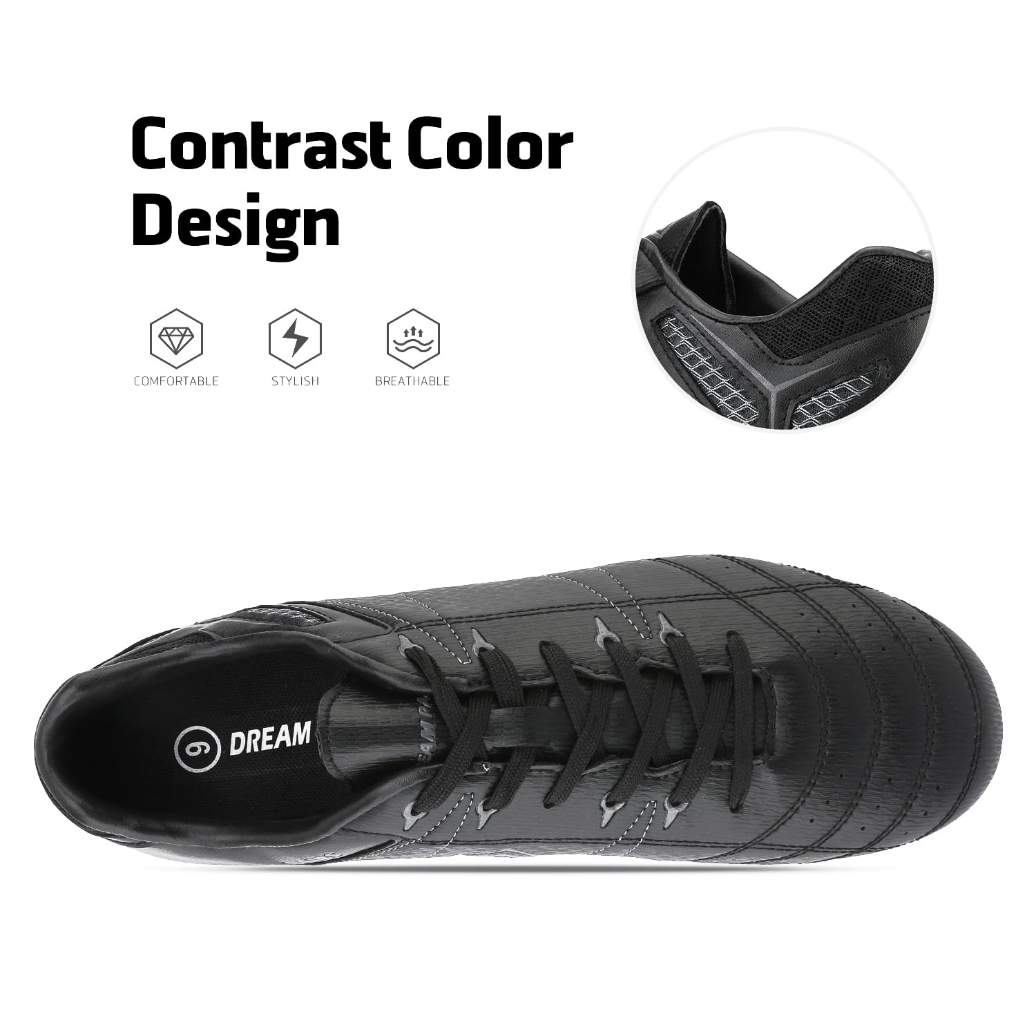 DREAM PAIRS Mens Cleats Football Soccer Shoes, 471-black-grey - 11 (160471-M),Size 10,Black/Grey,160471-M