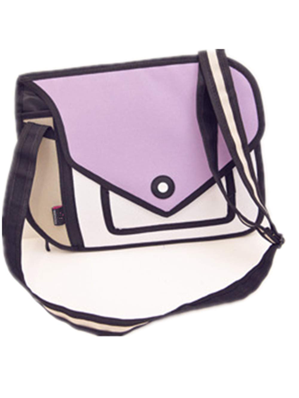 Xugq66 3D Style 2D Drawing Cartoon Handbag Shoulder Canvas Messenger Bag (Purple)