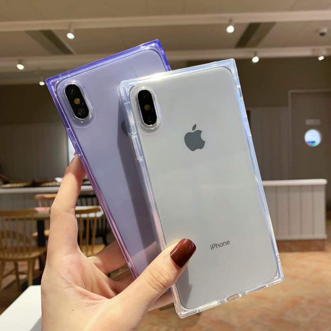 Facweek iPhone Xs Max Case Square, Clear Xmax Transparent Cases Reinforced Corners Soft TPU Cushion Ultra-Thin Slim Cover Silicone Shell-Clear