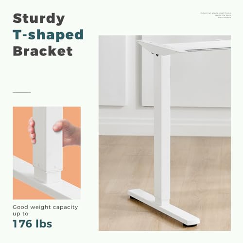 DUMOS Standing Desk, Electric Height Adjustable Table with Memory Preset Ergonomic Computer Workstation with T-Shaped Bracket Suitable for Home Office, 47''x24'', White