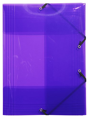 Exacompta - Ref 56701E - Translucent Polypropylene 3-Flap Elastic Folder - Crystal - Suitable for A4 Documents, 0.5mm Polypropylene - Assorted Vibrant Colours (Pack of 5)