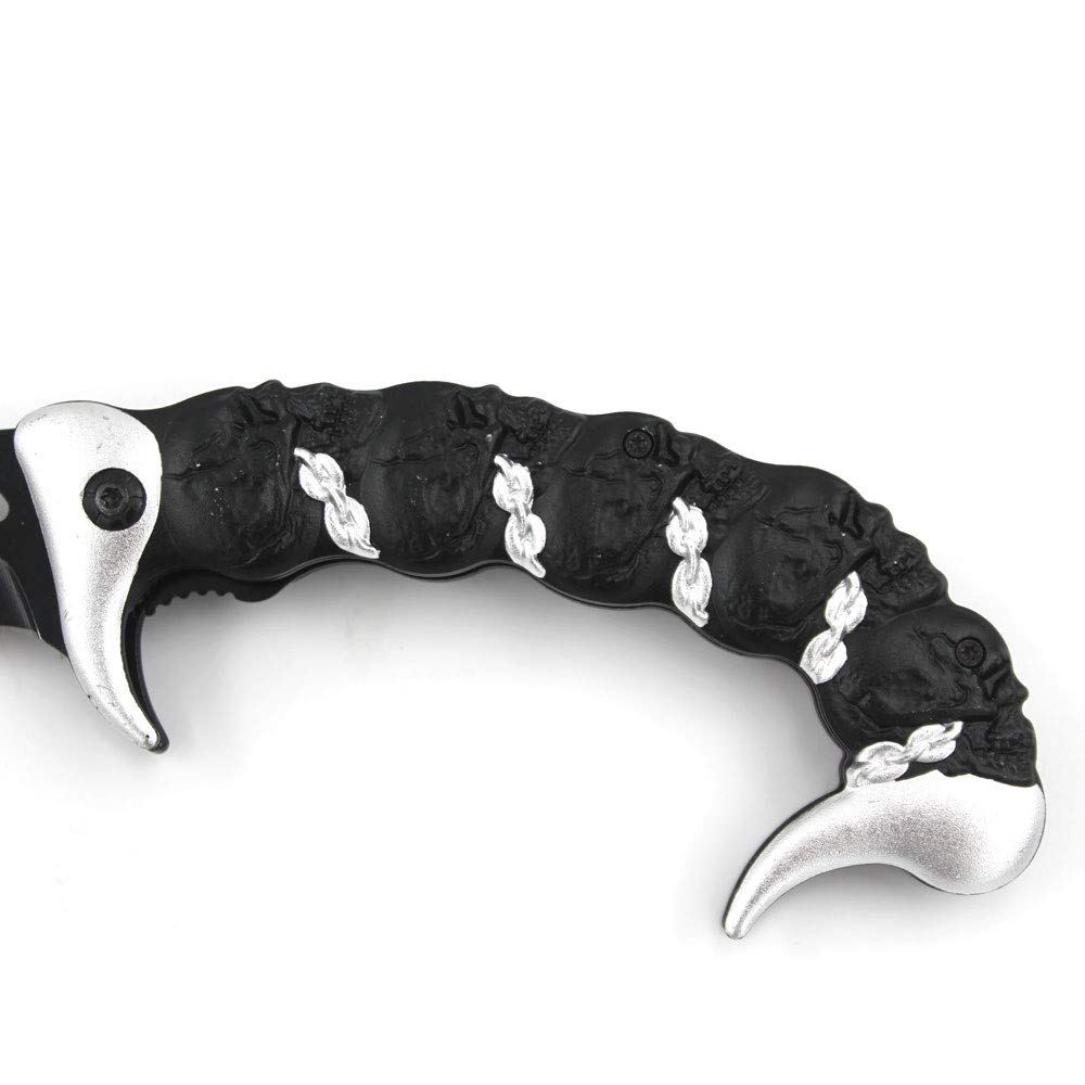 Snake Eye Everyday Carry Scorpion Style Ultra Smooth One Hand Opening Folding Pocket Knife - Ideal for Recreational Work Hiking Camping (Silver)