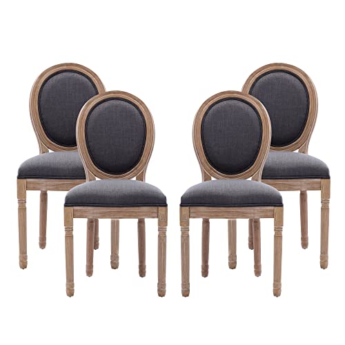 Nrizc French Country Dining Chairs Set of 4, Farmhouse Dining Chairs, Wood Round Back Dining Room Chair, for Dining Room/Living Room/Bedroom