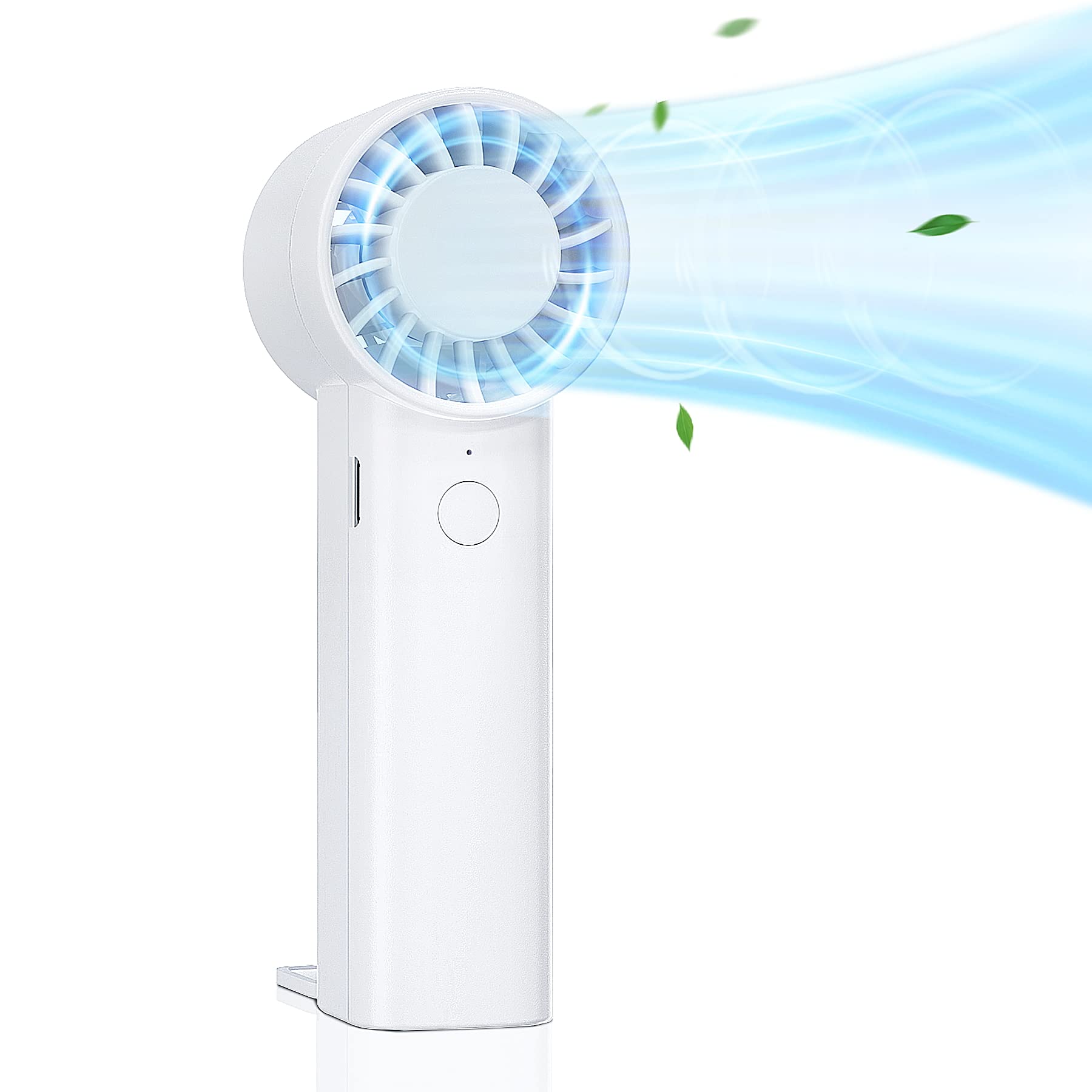 Fuwomim Portable Handheld Fan, White Personal Desk Fan Battery Operated USB Mini Fan Rechargeable Hand Fan with 3 Speed Mode for Lash Face Beauty Makeup (White)