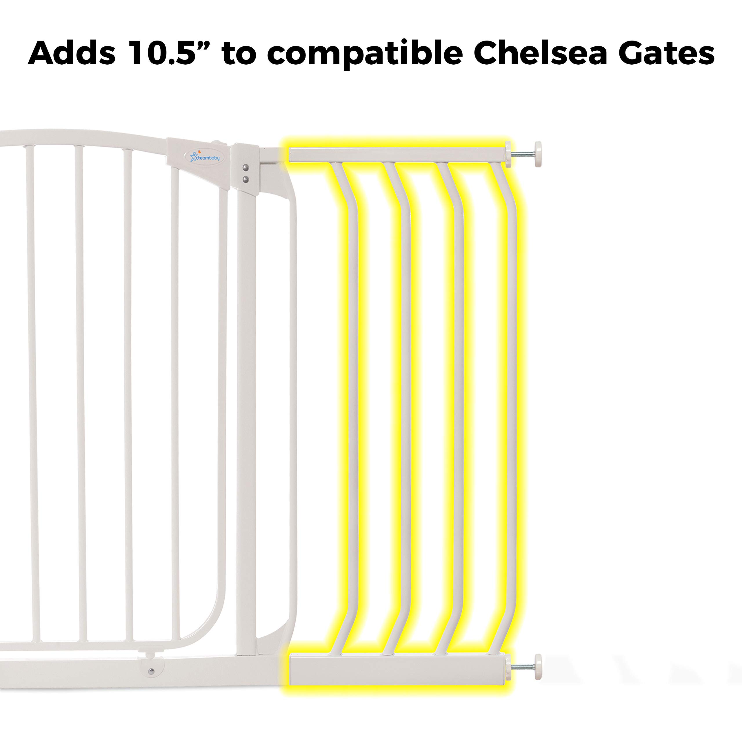 Dreambaby 10.5 in. White Chelsea Gate Extension
