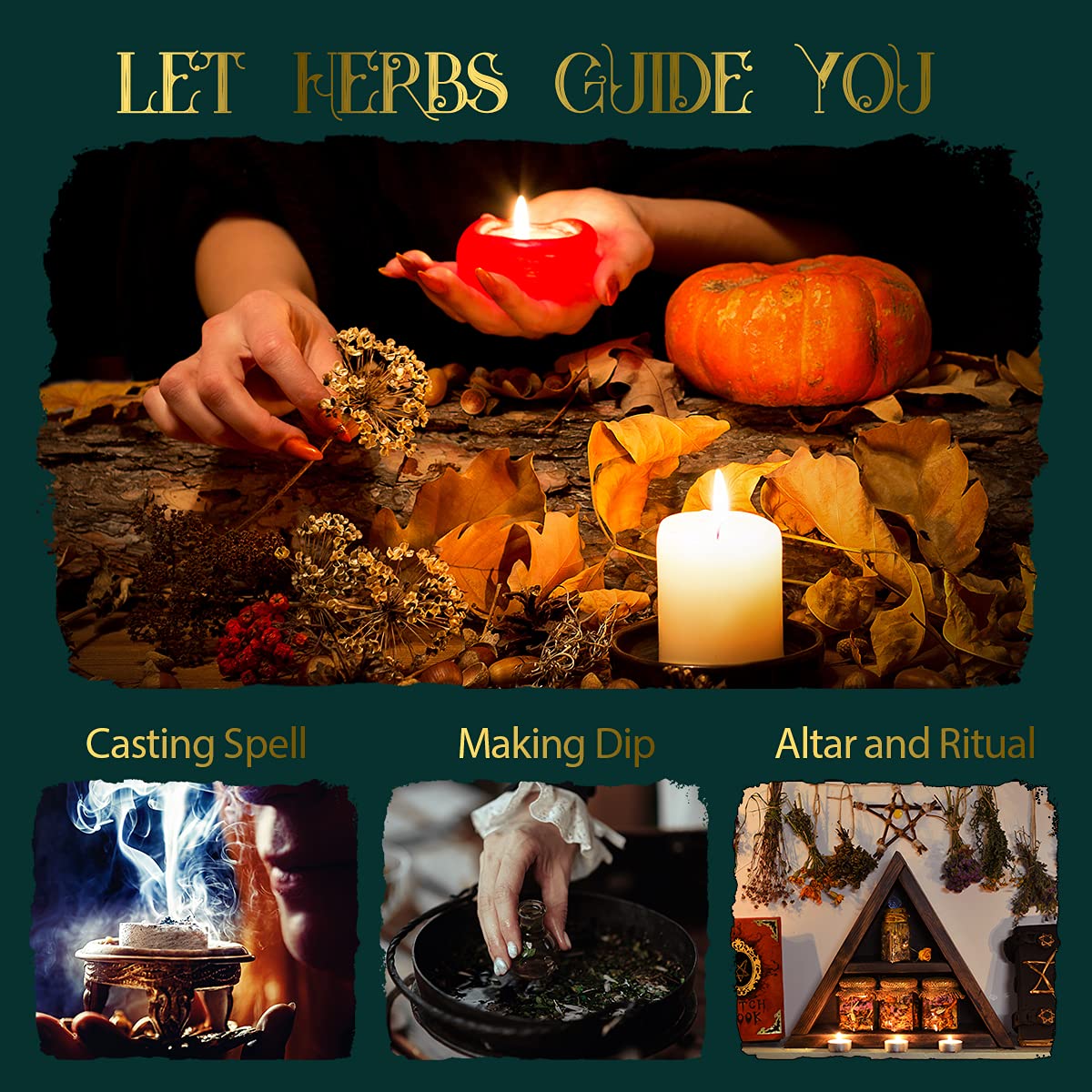 Dried Herbs for Witchcraft, 16 Pack Magic Herbs Kit for Spells, Witch Stuff for Beginners with Magical Uses, Wiccan Supplies and Tools Green Witchcraft Herbs for Wicca, Pagan, Rituals, Altar, Voodoo