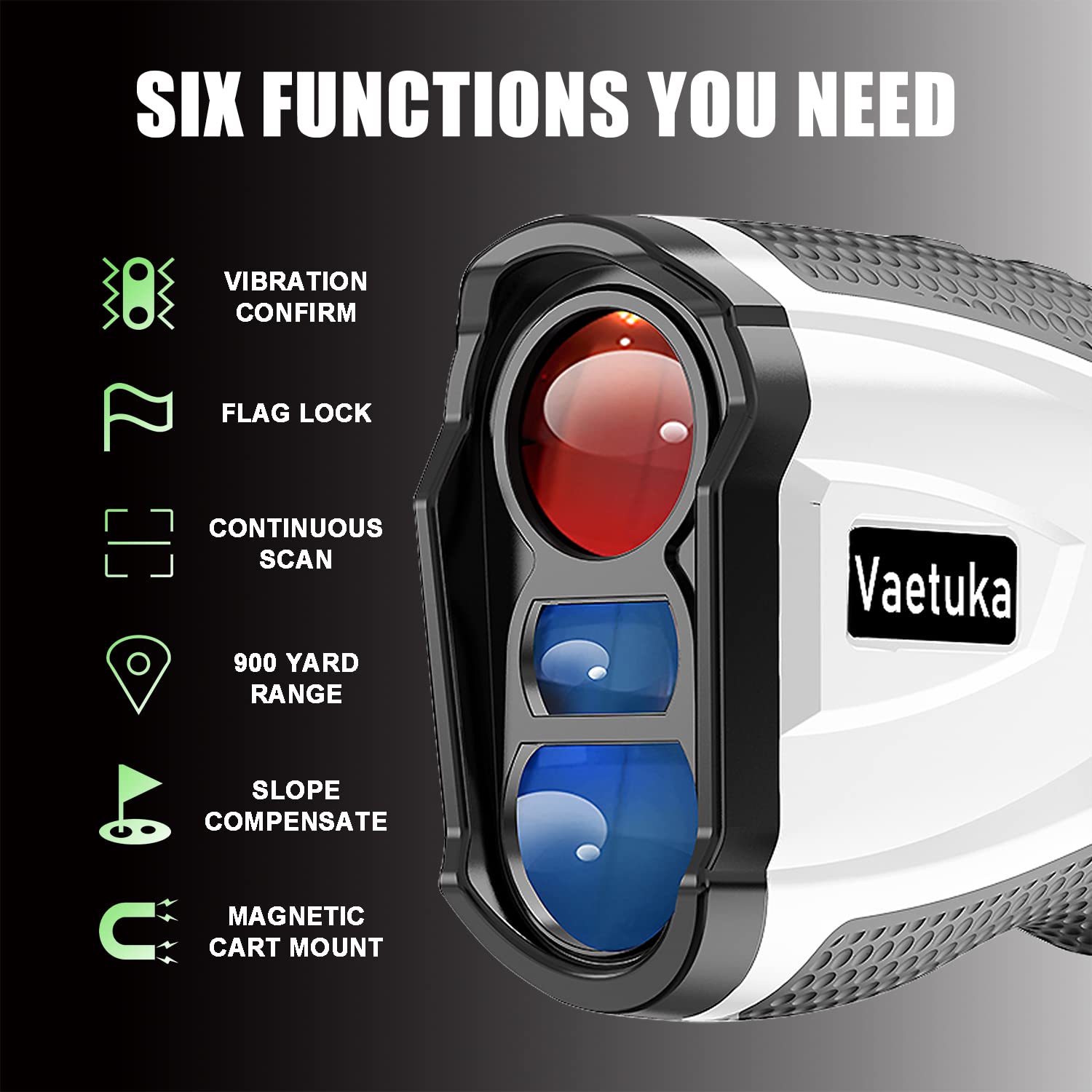 Golf Rangefinder Vaetuka Laser Rangefinder Magnetic 874Y 6.5X Magnification Clear View with Flagpole Lock & Vibration for hunt shoot golf