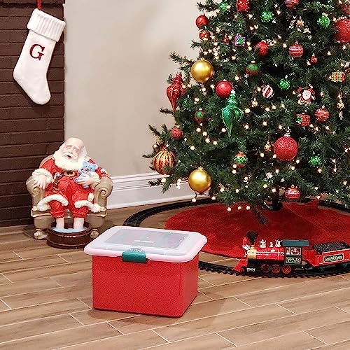 HOMZ 7875RBGLDC.02 Light Organizer Holiday Plastic Storage Container, 2 Pack, Red and Green, 2 Sets
