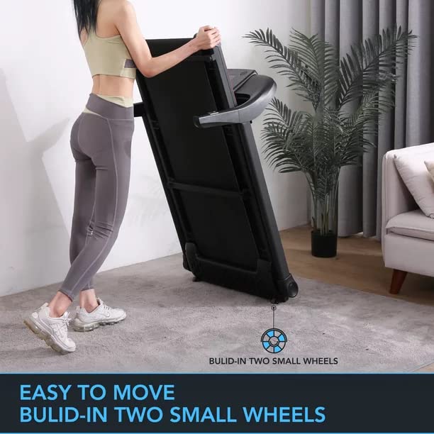 Folding Treadmill Voice Control Treadmills Electric Motorized Portable Running Machine 7.5MPH with Bluetooth Connection 220lbs Capacity Treadmill for Home Workout Exercise Running Walking