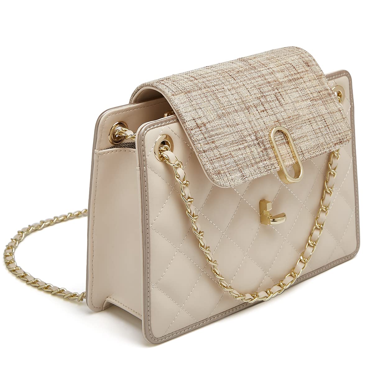 FOXLOVER Quilted Split Leather Shoulder Bags for Women Chain Casual Underarm Bag Commute Handbag Purse