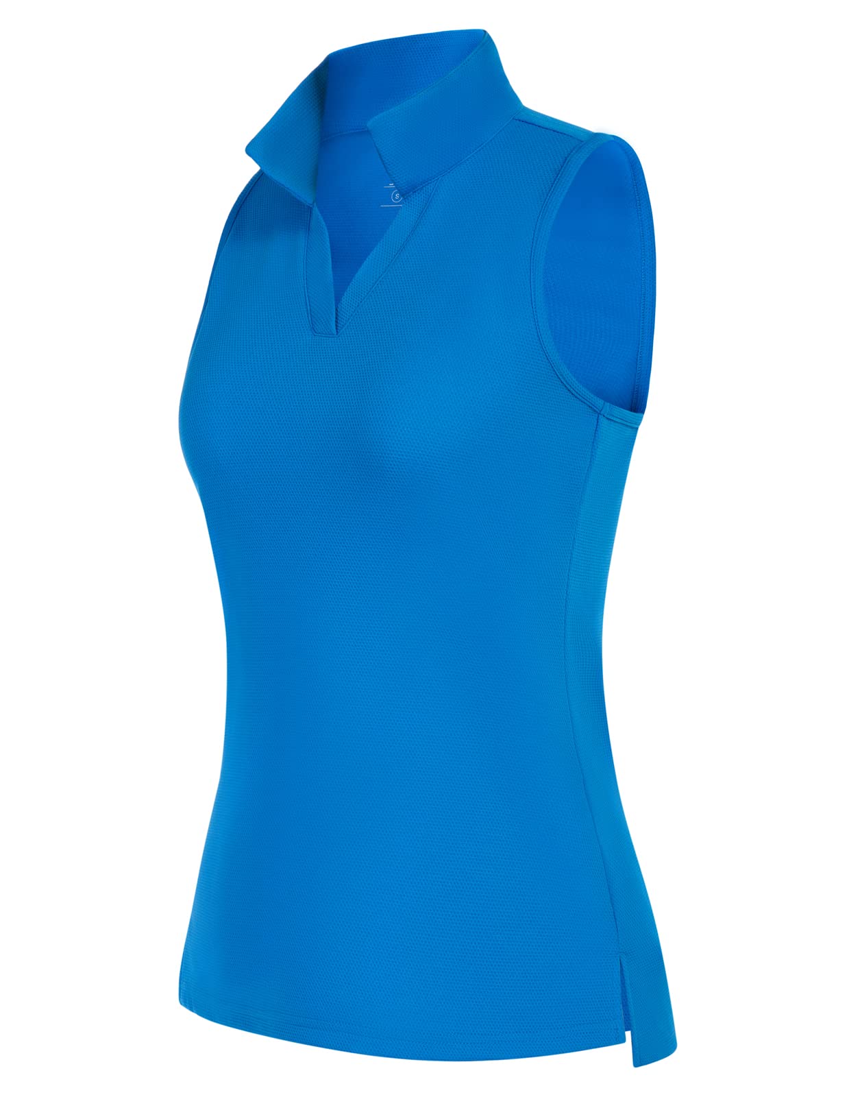 Golf Shirts for Women Sleeveless Racer Back Polo SPF 50+ Workout Tank Shirts for Running Gym(Navy Blue,L)