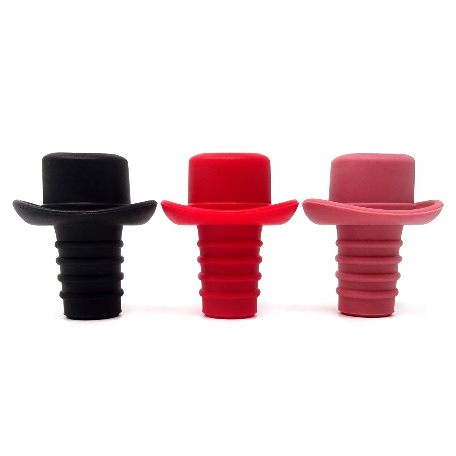 Honbay 3PCS Reusable Silicone Wine Stoppers Wine Bottle Cork Stopper Wine Bottle Caps Beer Sealer Cover for Bottle