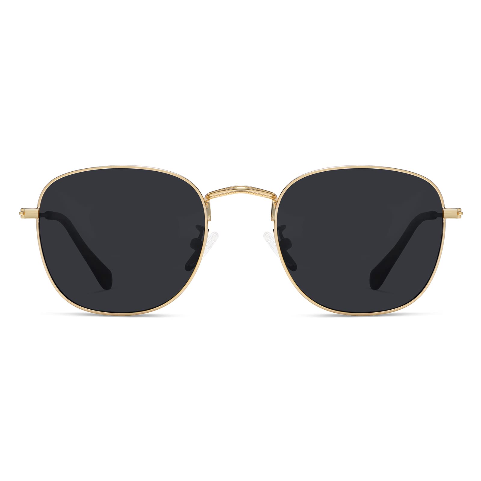 Fozono Retro Square Polarized Sunglasses for Women Men Small Frame Vintage Classic Style UV400 Protective Gold Frame-Gray Lens