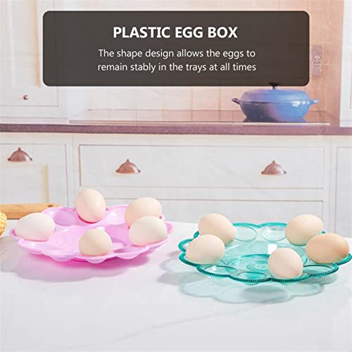 Egg Basket 4pcs 12 Grids Egg Holder Trays Creative Plastic Egg Shelf Case Organizer Refrigerator Egg Racks Container Random Color