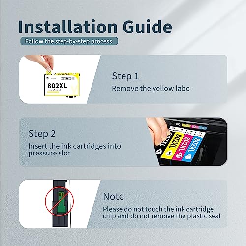 OINKWERE Remanufactured 802XL Ink Cartridge Replacement for Epson 802 Ink Cartridges T802XL T802 to use with Workforce Pro WF-4740 WF-4730 WF-4720 WF-4734 EC-4020 EC-4030 Printer (3 Pack, C/M/Y)
