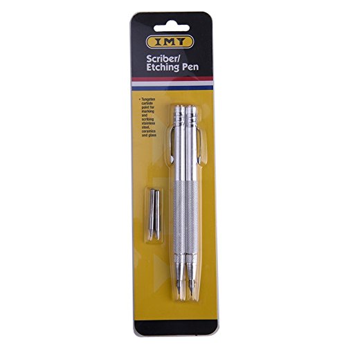 IMT Tungsten Carbide Tip Scriber 2 Pack, Aluminium Etching Engraving Pen with Clip and Magnet for Glass/Ceramics/Metal Sheet, Extra 2 Free Replacement Marking Tip