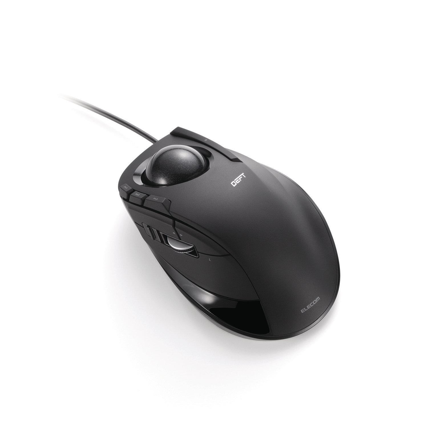 ELECOM DEFT Trackball Mouse, Wired, Finger Control, 8-Button Function with Smooth Tracking, Ergonomic Design, Optical Gaming Sensor, Windows11, macOS (M-DT1URBK)