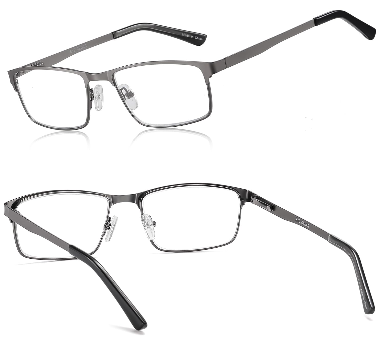 EYECEDAR 5-Pack Reading Glasses for Men Rectangular Metal Readers Eyeglasses Spring Hinges with Sun Readers Glasses Mens Readers 2.5