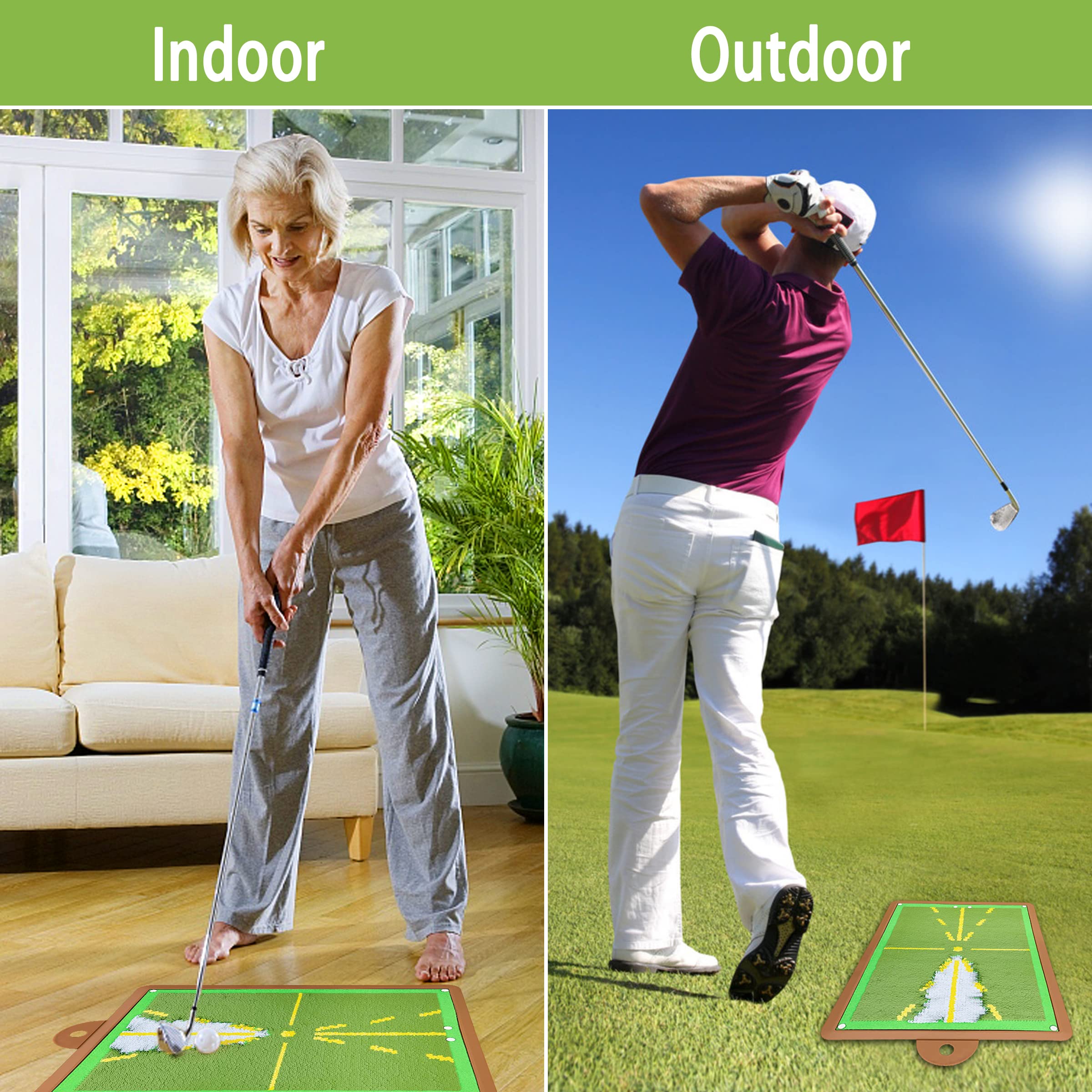 Golf Training Mat,2022 Newest Golf Hitting Mat for Swing Detection Batting,Golf Swing Training Mat Equipment,Path Feedback Golf Practice Mats for Indoor/Outdoor, Portable Golf Training Aid Equipment