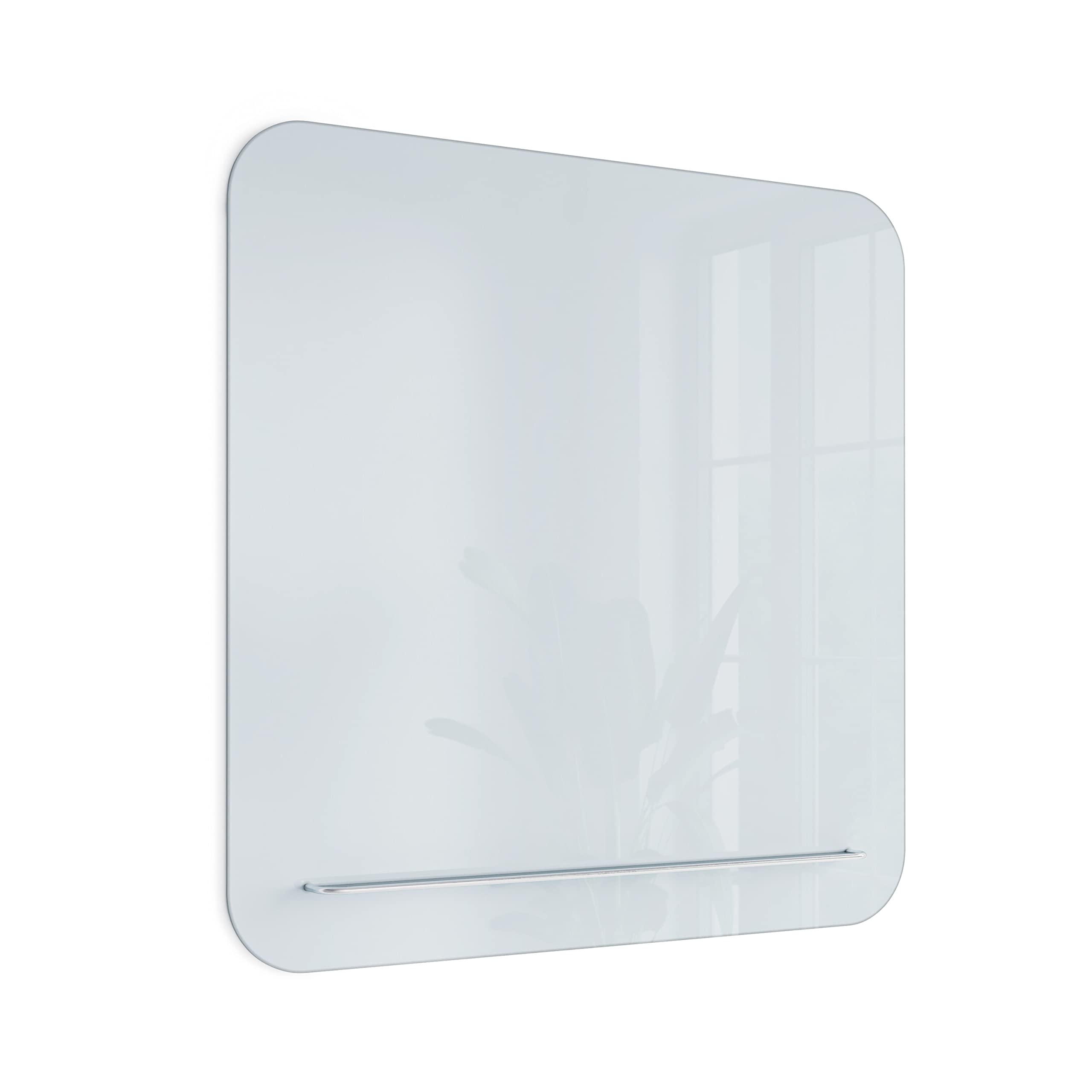U Brands Floating Magnetic Glass Board with Floating Shelf, 35β x 35β