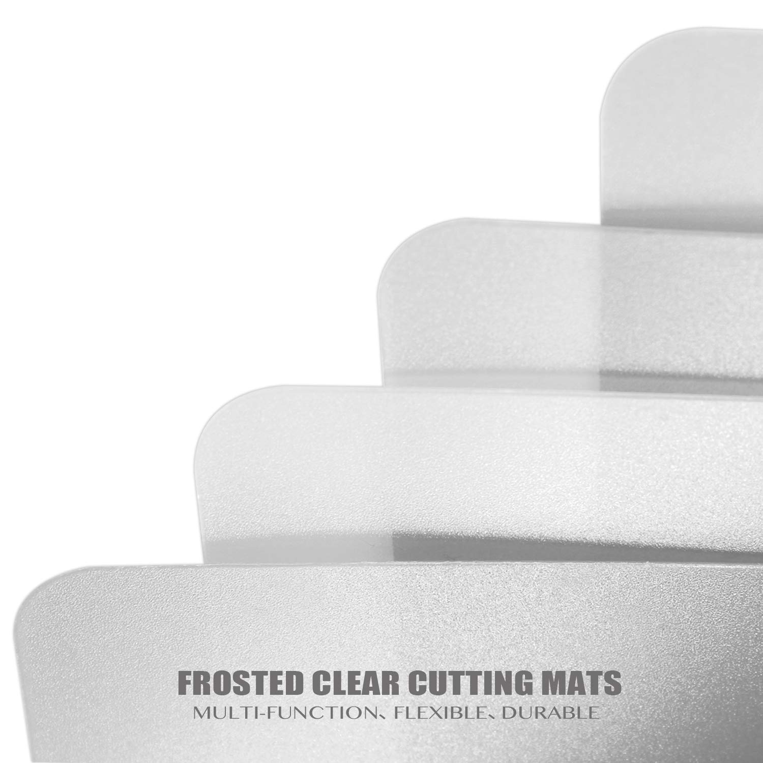 Fotouzy Plastic Cutting Board Set of 7, Frosted Clear Flexible Cutting Mats, BPA-Free, Non-Porous, Dishwasher Safe, Transparent