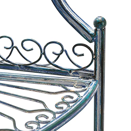 SAFAVIEH PAT5013C Outdoor Collection Abarrane Antique Blue Wrought Iron 4-Tier Corner Shelf
