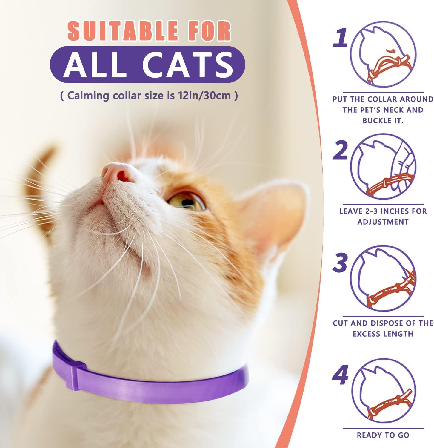 OCSOSO Calming Collar for Cats, Cat Calming Collar,Pheromone Collar Reduces Stress and Anxiety Calm Cats from Loud Noises, Separation, and Aggression Lasting 30days for Small and Medimu Cats 3Pack