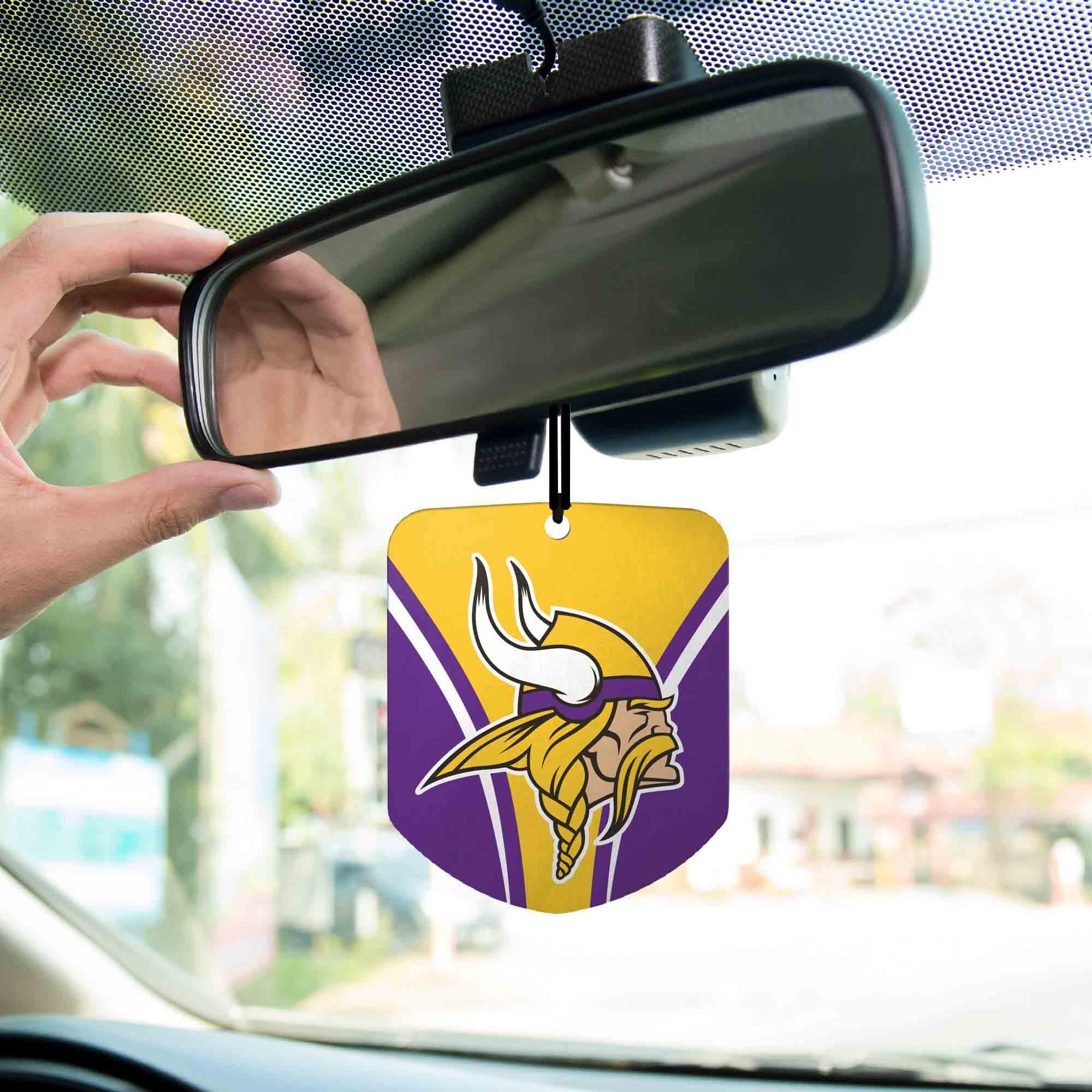 FANMATS 61576 NFL Minnesota Vikings Hanging Car Air Freshener, 2 Pack, Black Ice Scent, Odor Eliminator, Shield Design with Team Logo